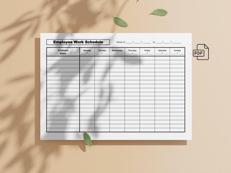 Printable Employee Shift Schedule Template: Editable Staff Planner (PDF, Excel) - Etsy