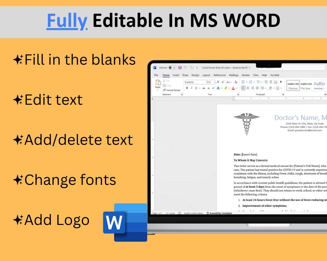 COVID Doctor Note Template | COVID Medical Excuse Note | COVID Doctor ...