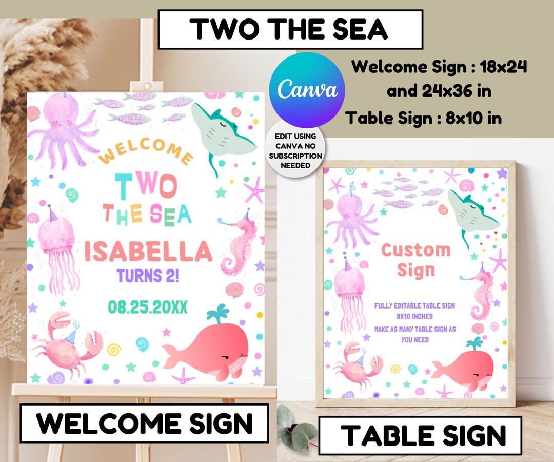 Editable Under the Sea Welcome Sign – Ocean Birthday Party Decor | Sea ...