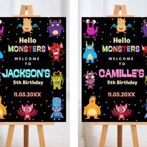 Editable Monster Welcome Sign Template | Monster Birthday Custom Sign ...
