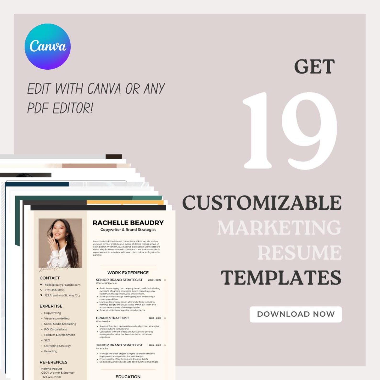Marketing Resume CV Templates 19 Resume Templates - Etsy