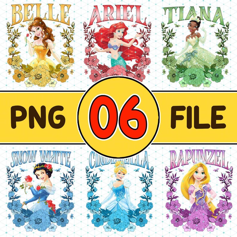 Matching Princess Png Bundle, Snow White, Belle, Mermaid, Jasmine ...