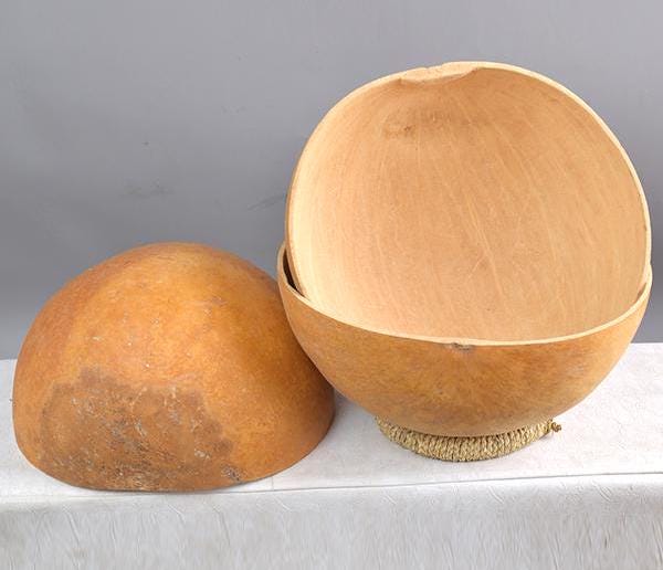 Half Calabash Bowl - 15-17"d × 8-9.5"h| Wooden Utensil| Calabash Art ...