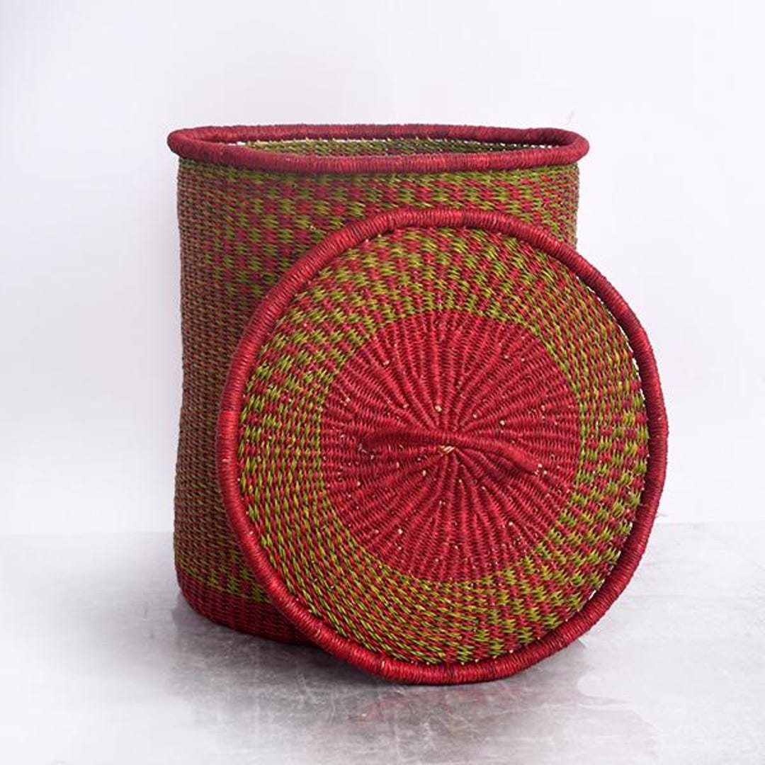 Straw Woven Laundry Basket With Lid – Sustainable Wicker Hamper ...