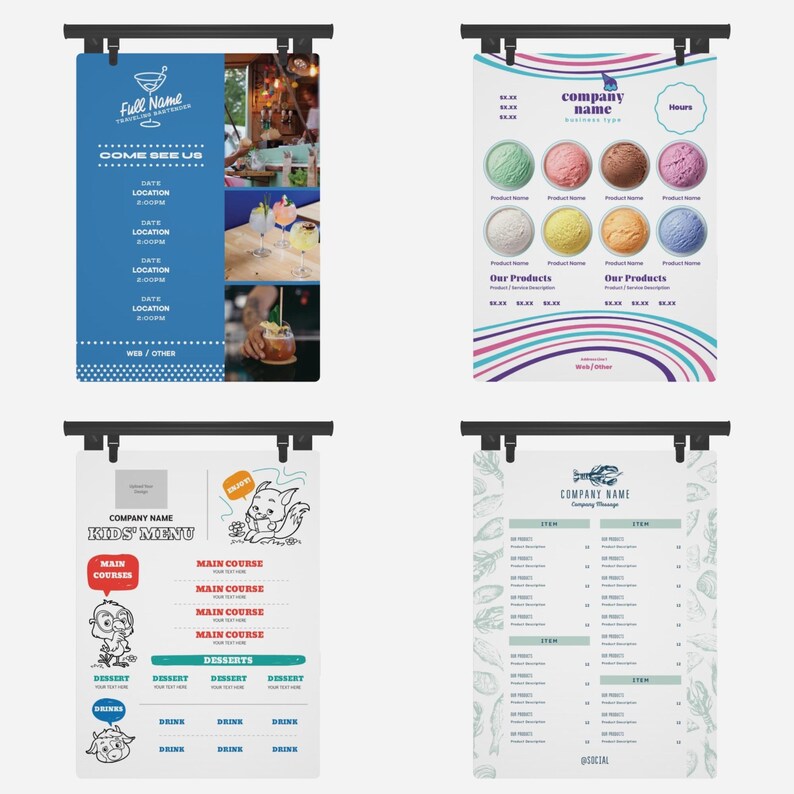 Custom Wall Menu Board 24" X 32" Sign Size Indoor/outdoor Steel Mount ...