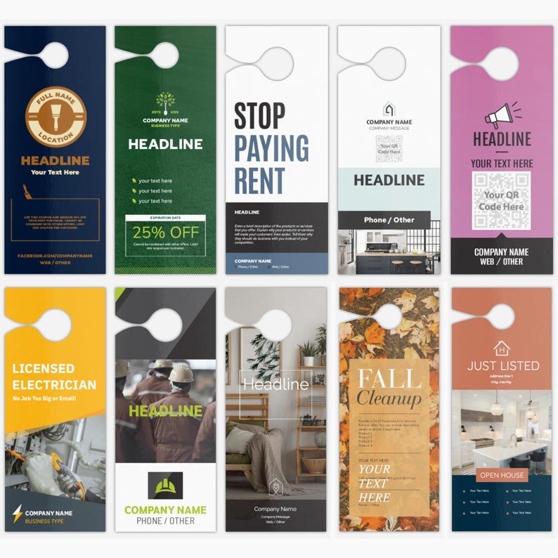 Custom Door Hanger Print 2 Sided Personalized Business Glossy Matte ...