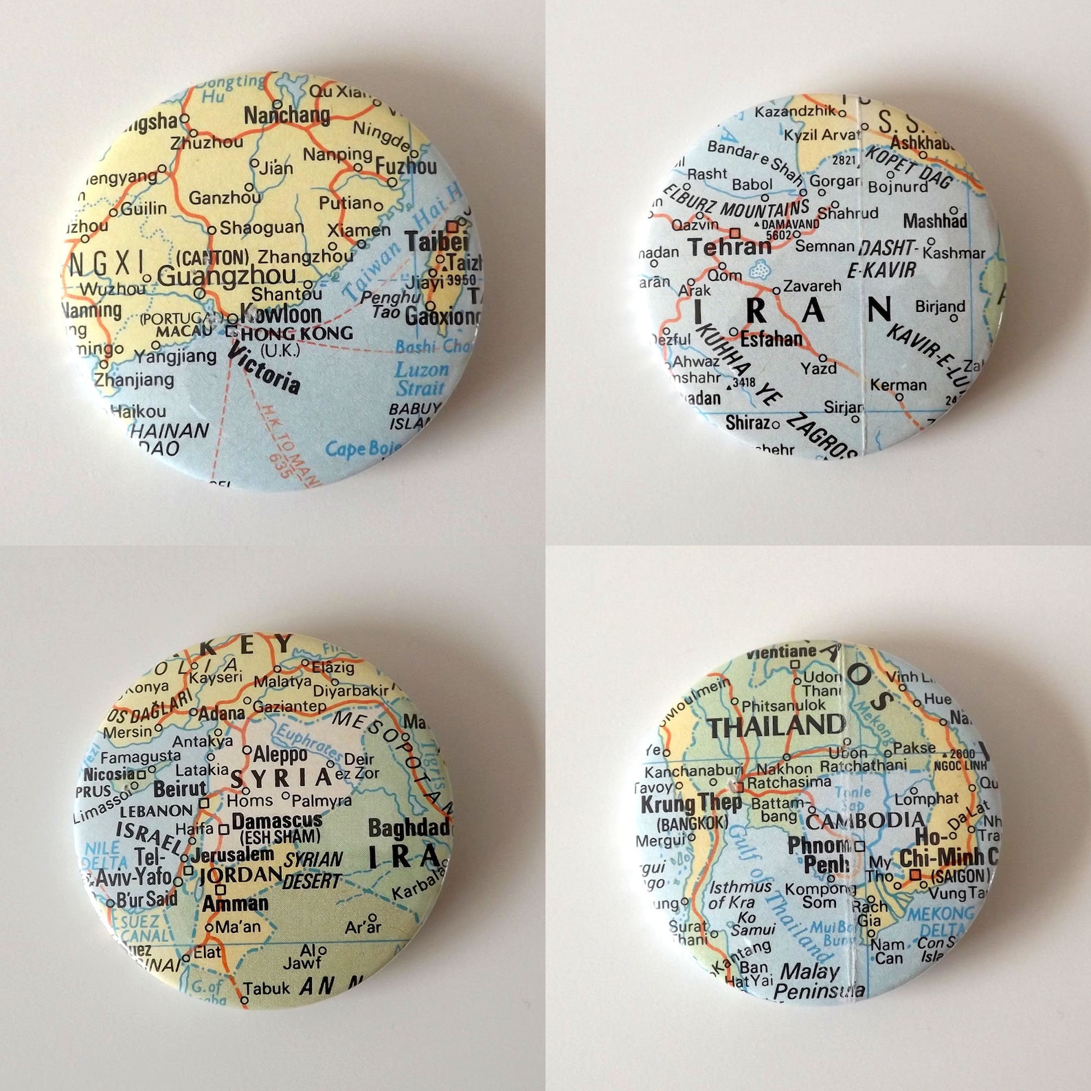 Vintage Classroom World Atlas Map Badges 45mm / Gifts for Geography ...