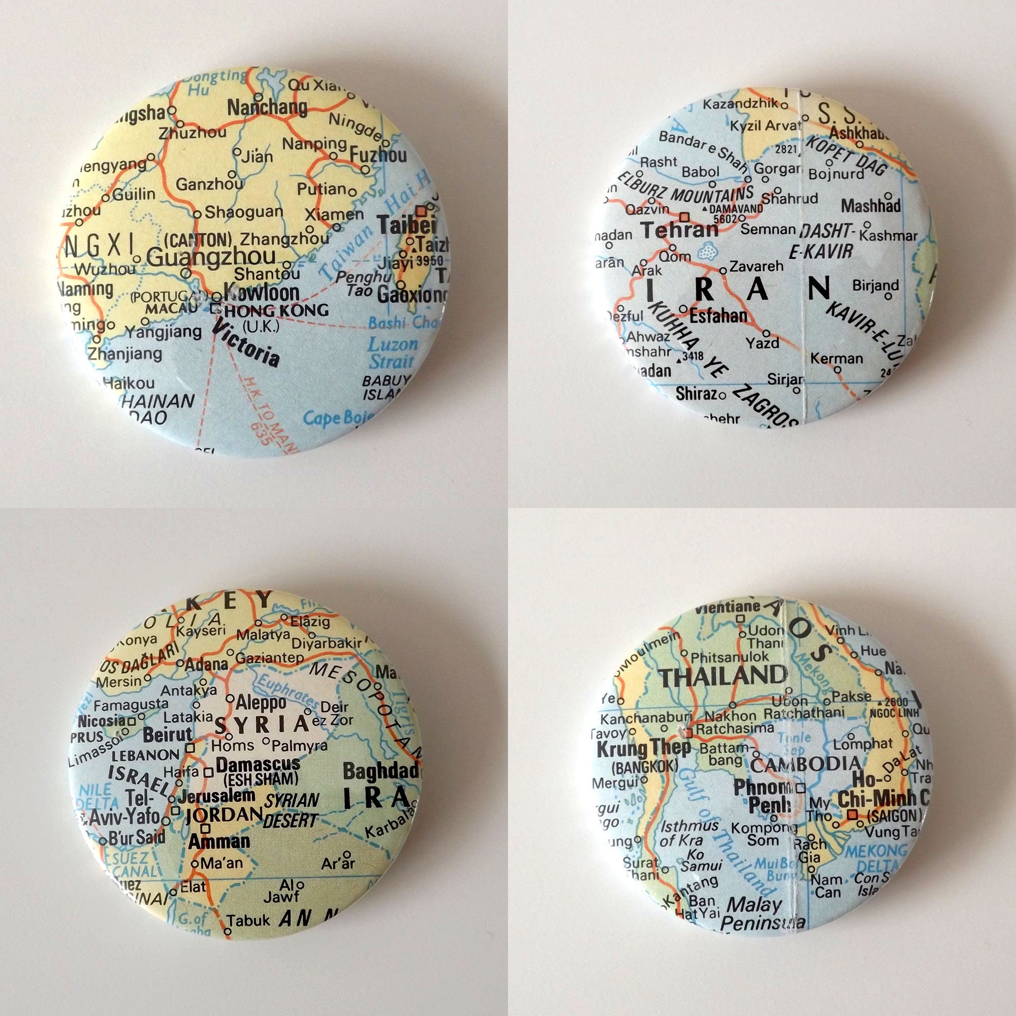 Vintage Classroom World Atlas Map Badges 45mm / Gifts for Geography ...