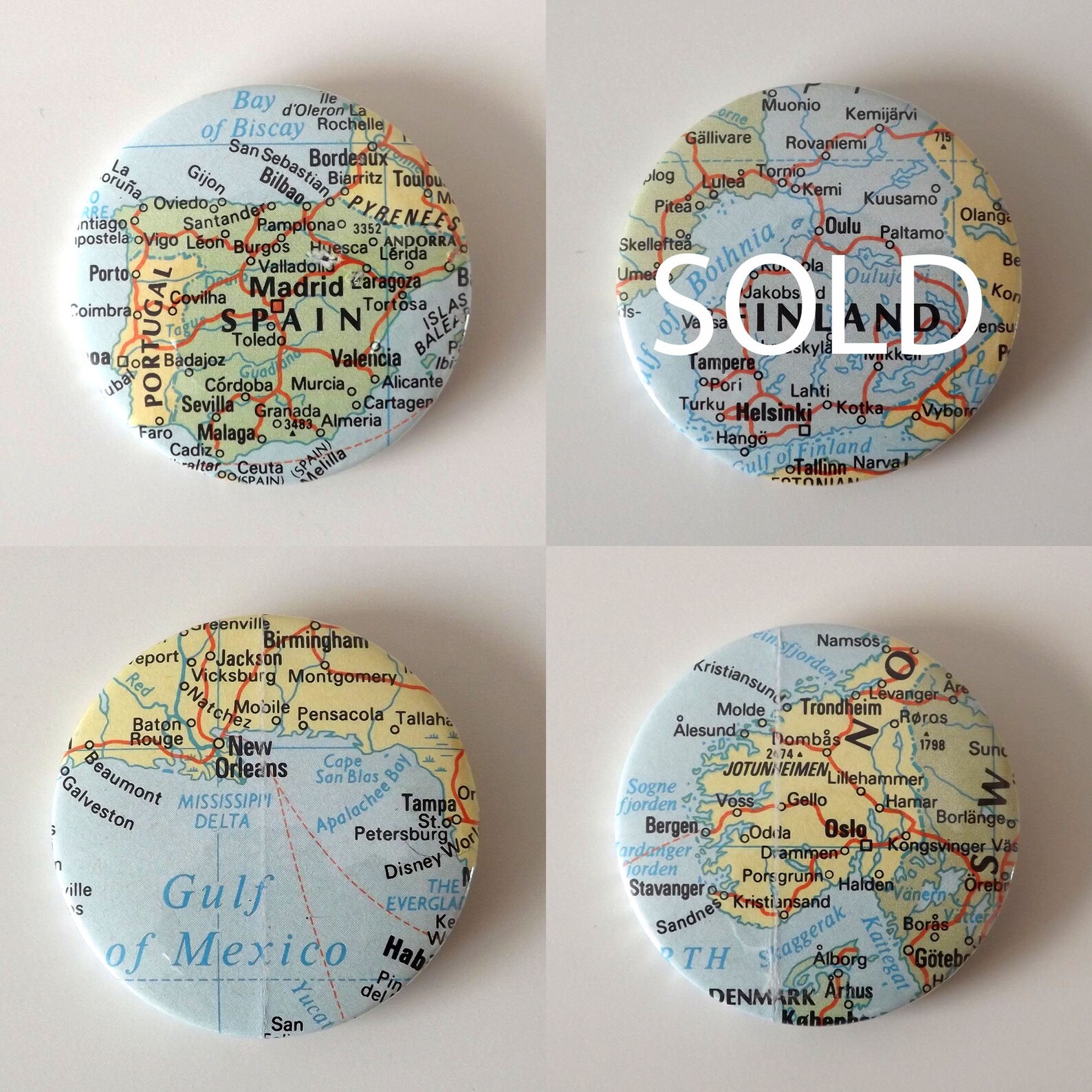 Vintage Classroom World Atlas Map Badges 45mm / Gifts for Geography ...