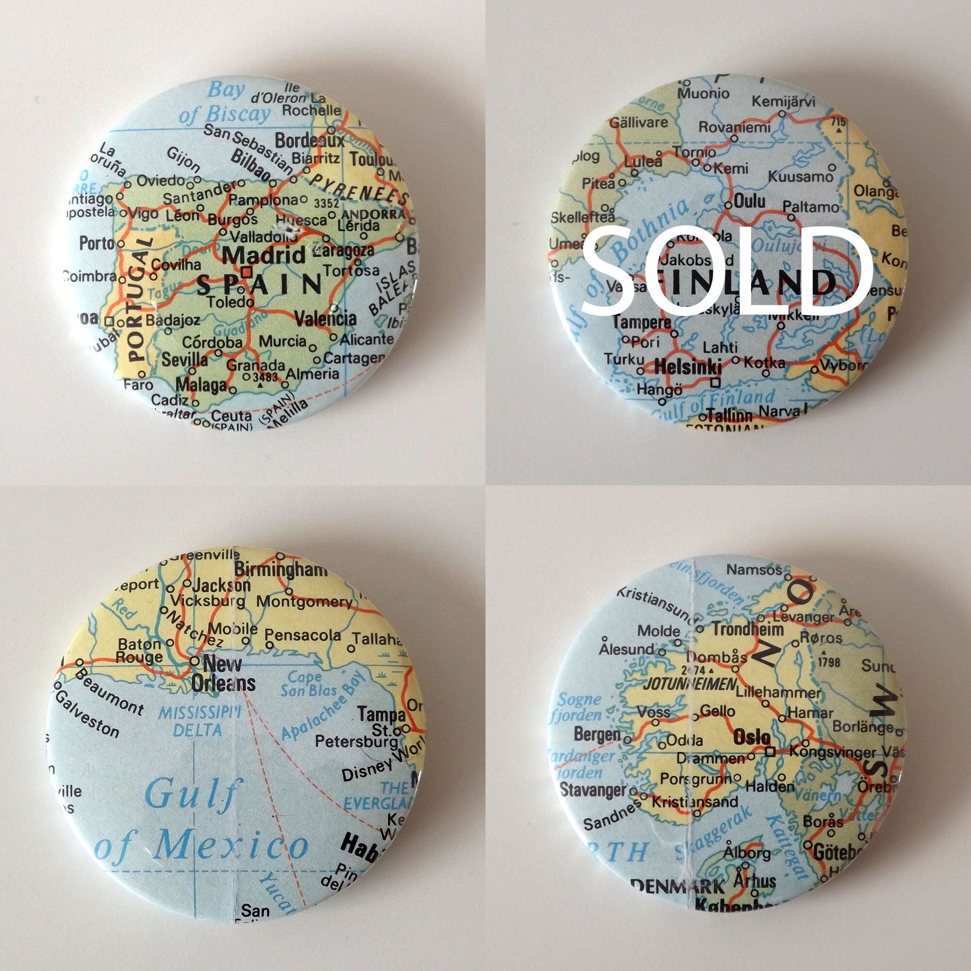 Vintage Classroom World Atlas Map Badges 45mm / Gifts for Geography ...