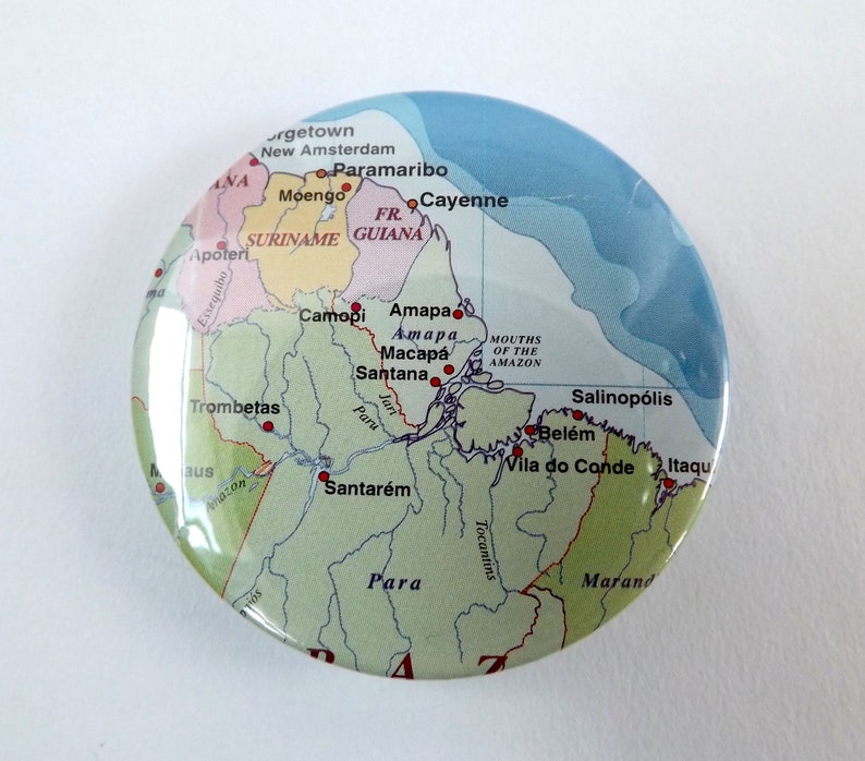 Vintage World Atlas Map Badges 45mm / Gifts for Geography Geeks! South ...