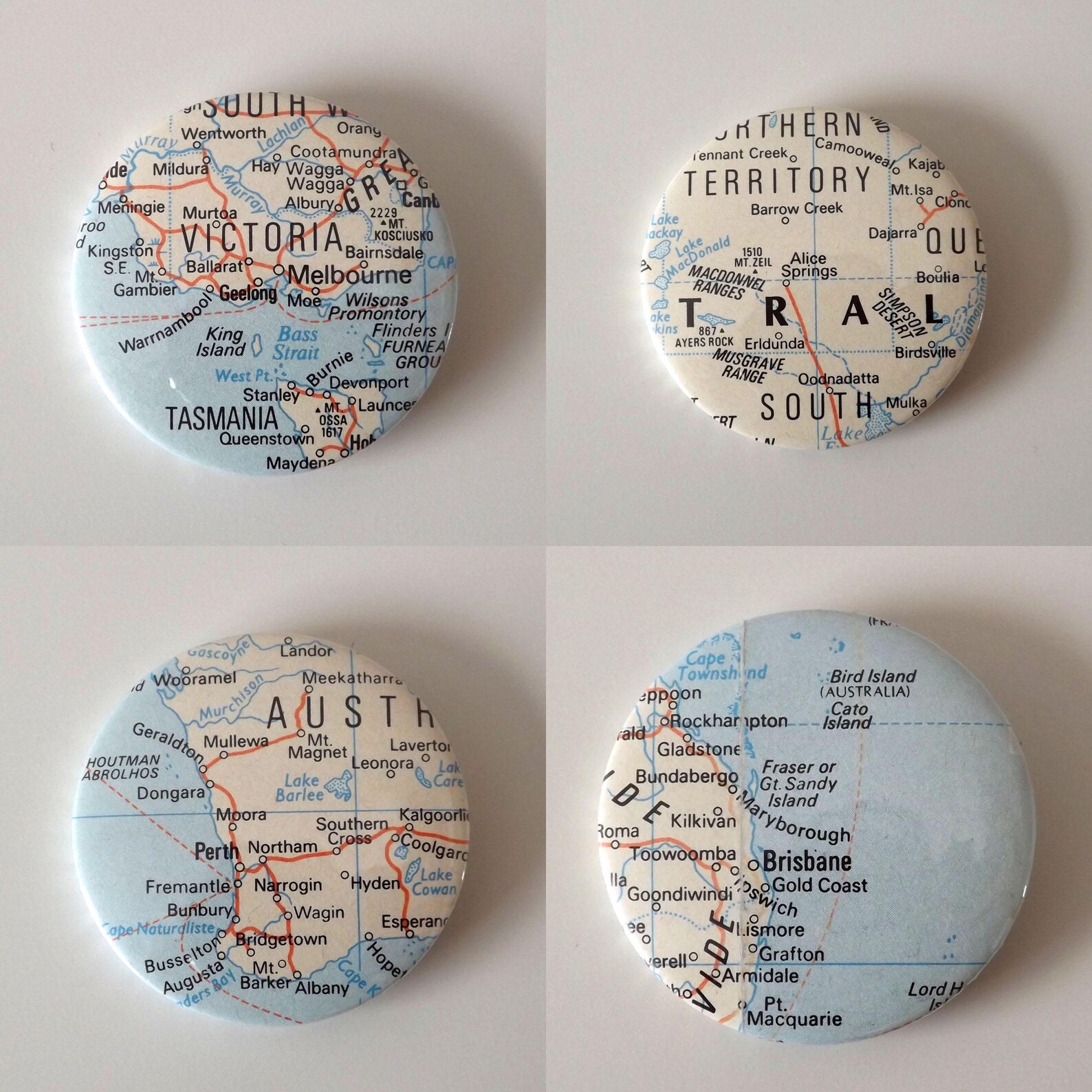 Vintage Classroom World Atlas Map Badges 45mm / Gifts for Geography ...
