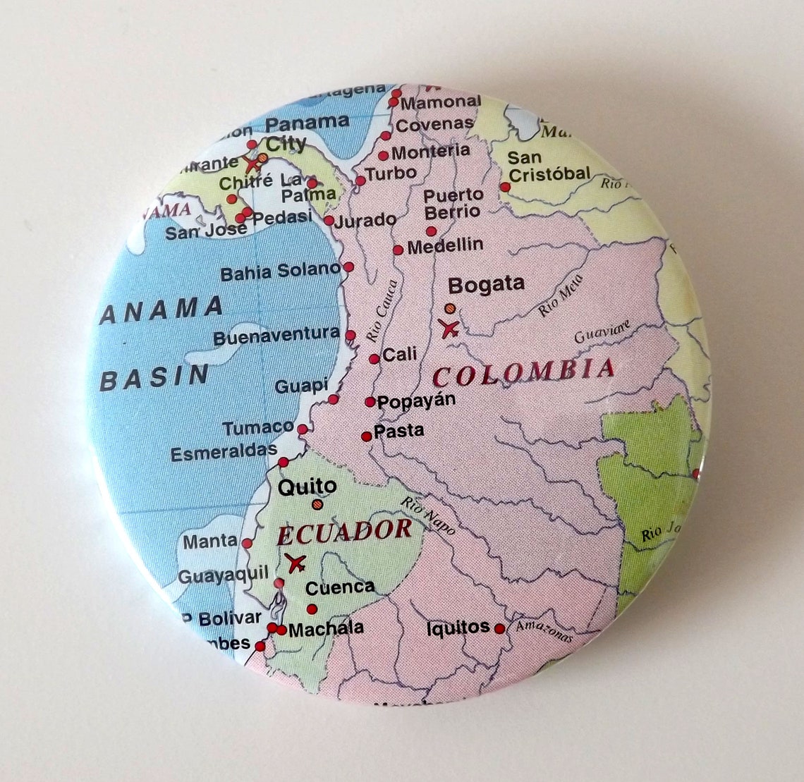 Vintage World Atlas Map Badges 45mm / Gifts for Geography Geeks! South ...