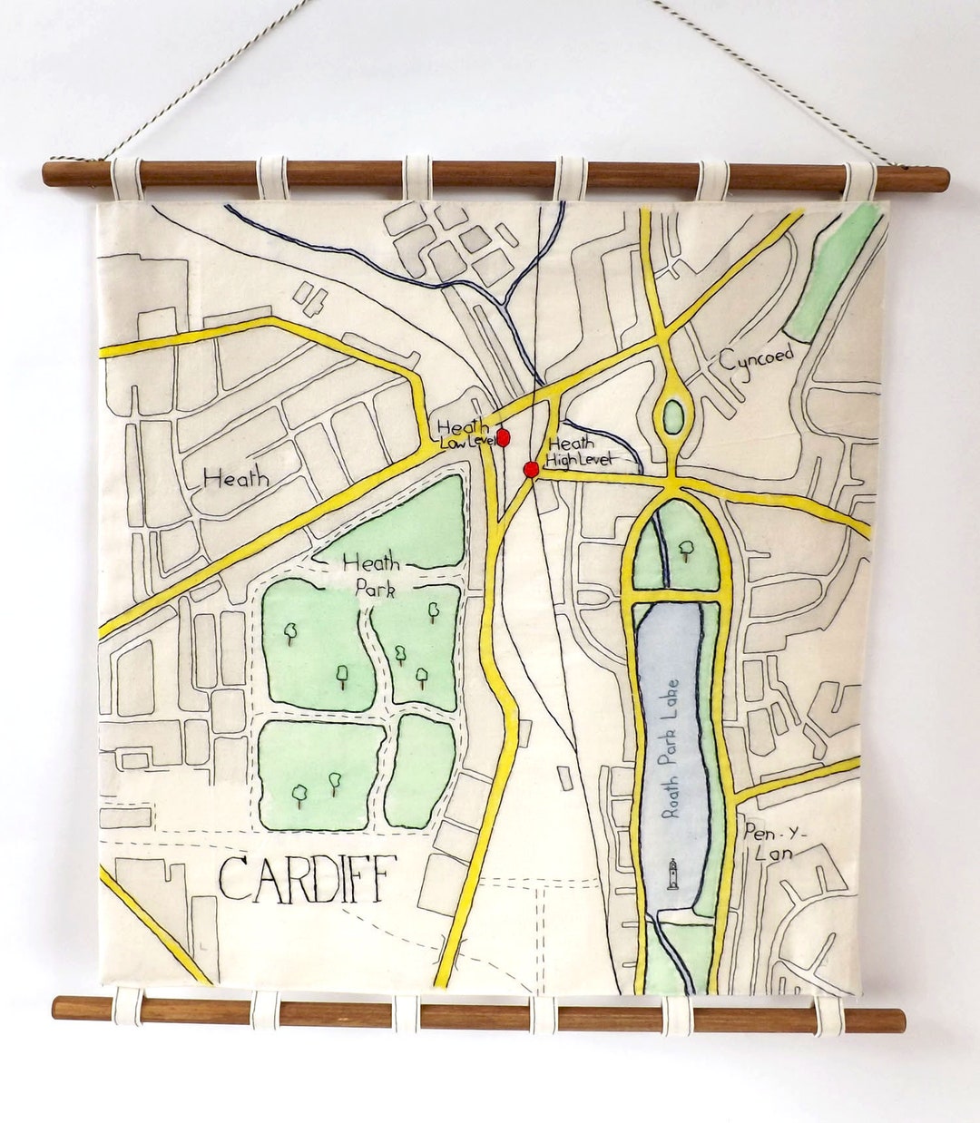 Cardiff North, Roath Park, Heath and Cyncoed Hand Embroidered and ...
