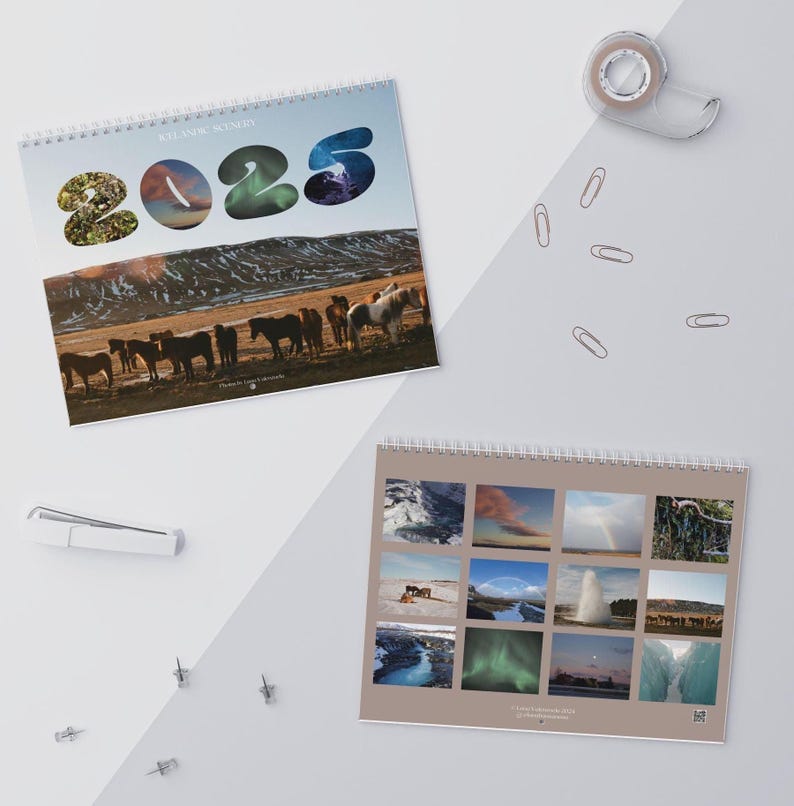 Icelandic Scenery 2025 Wall Calendar - Etsy