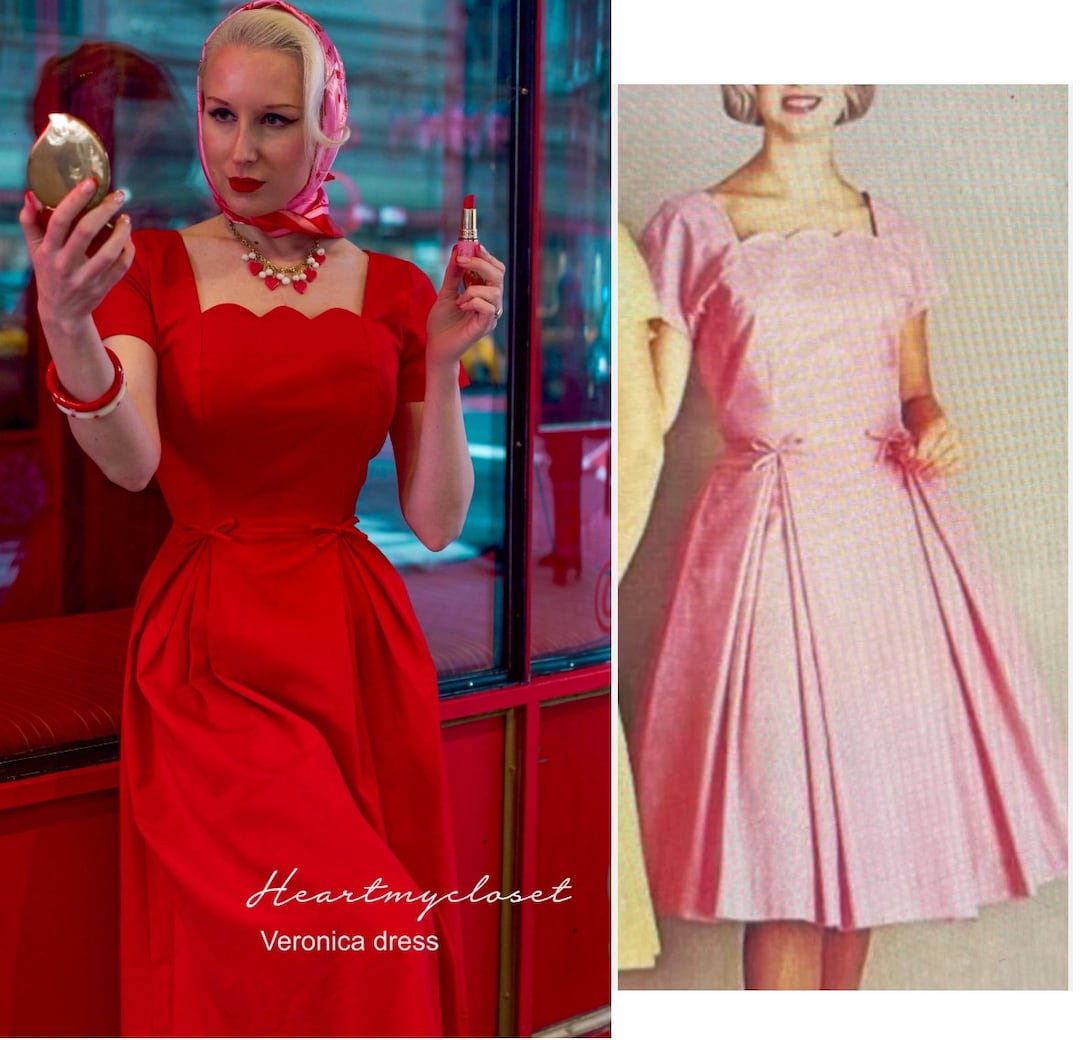 Veronica - Vintage Inspired Pleated Dress Custom Made All Sizes - Etsy