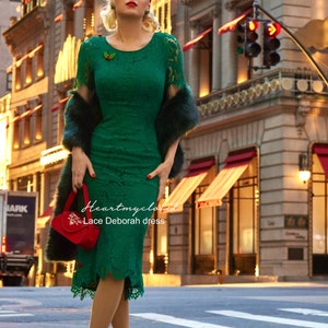 Lace Deborah Pencil Pleated Button Back- Vintage Dress Inspired Custom ...