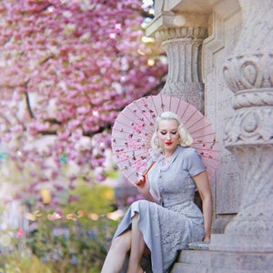 Light Grey Crepe Dress With Lace Overlay Custom Made Aline Vintage ...