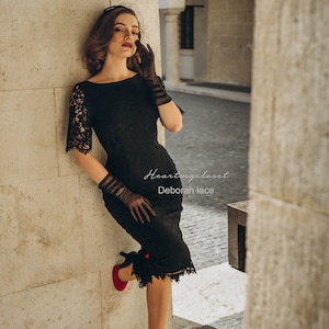 Lace Deborah Pencil Pleated Button Back- Vintage Dress Inspired Custom ...