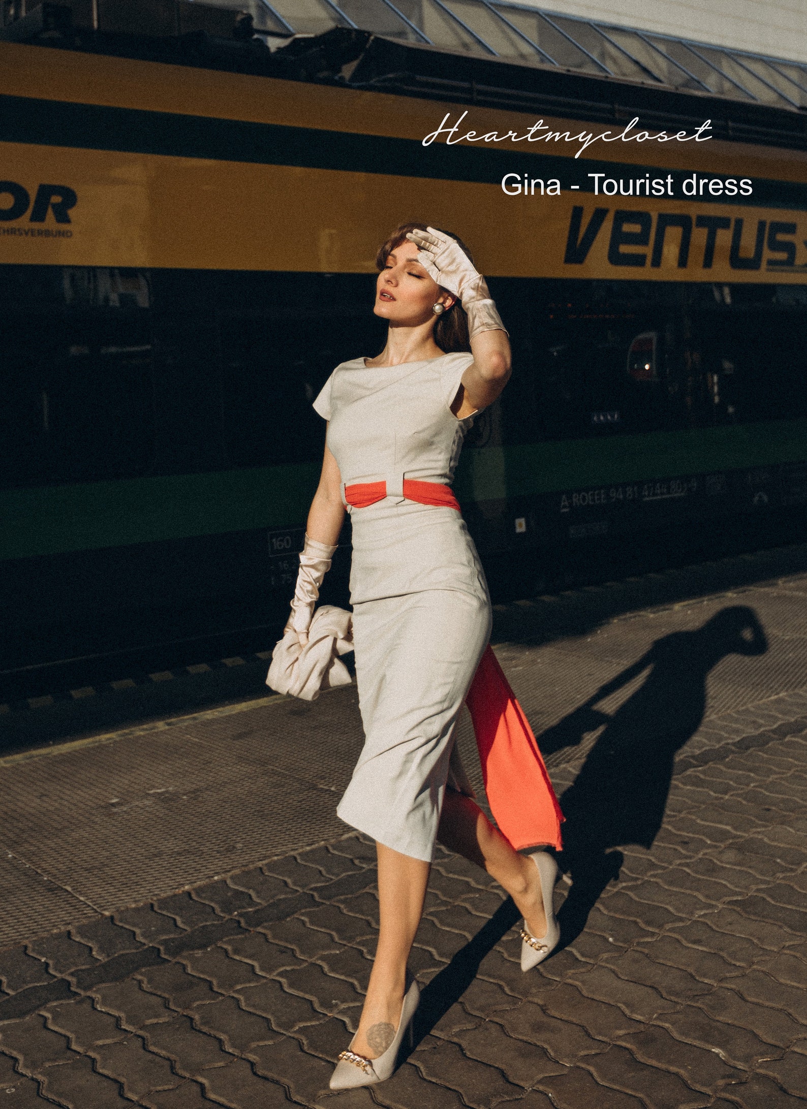 Gina - the Tourist Inspired Pencil Dress With Sash Custom - Etsy