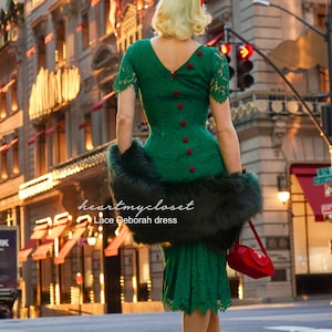 Lace Deborah Pencil Pleated Button Back- Vintage Dress Inspired Custom ...