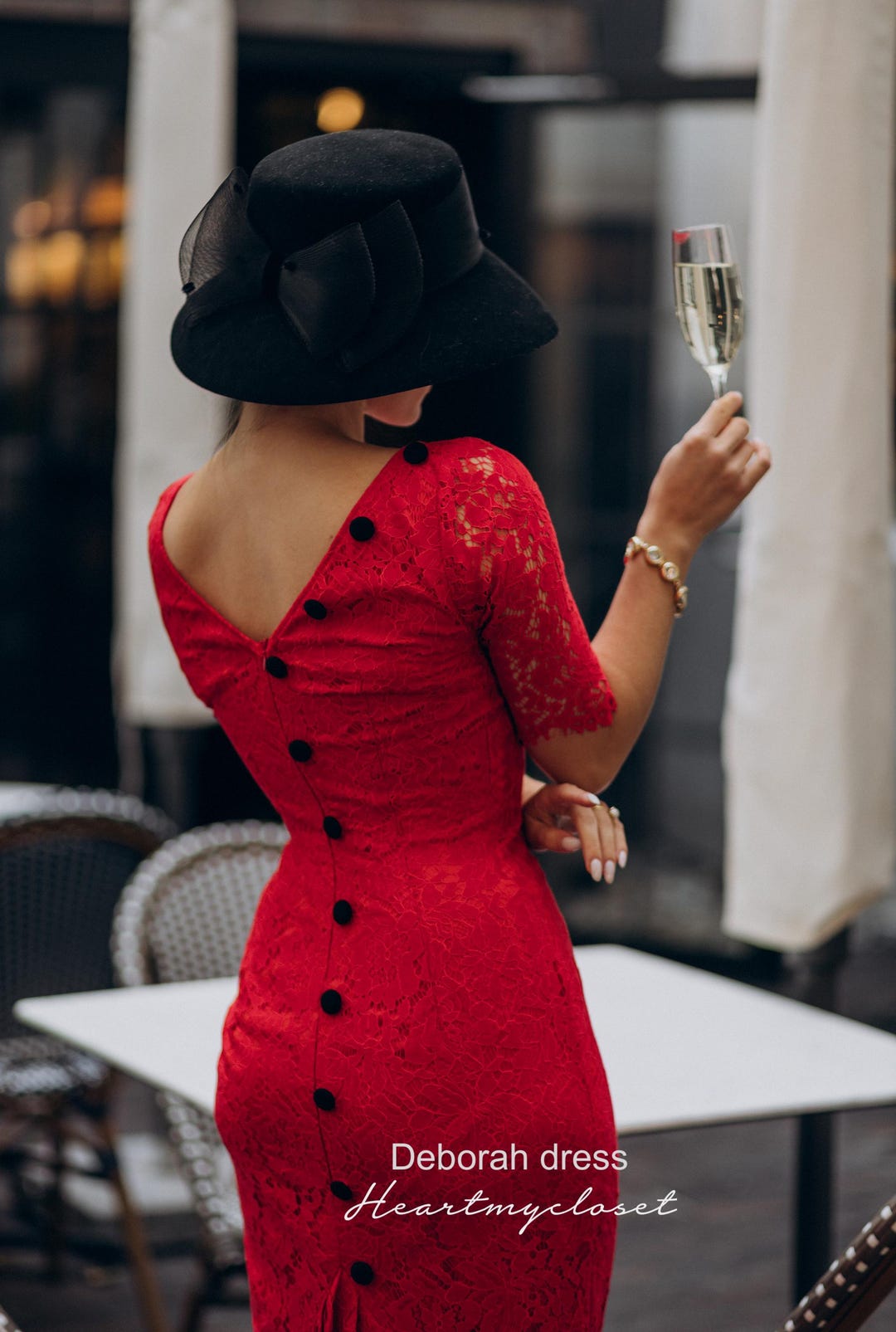 Lace Deborah Pencil Pleated Button Back- Vintage Dress Inspired Custom ...