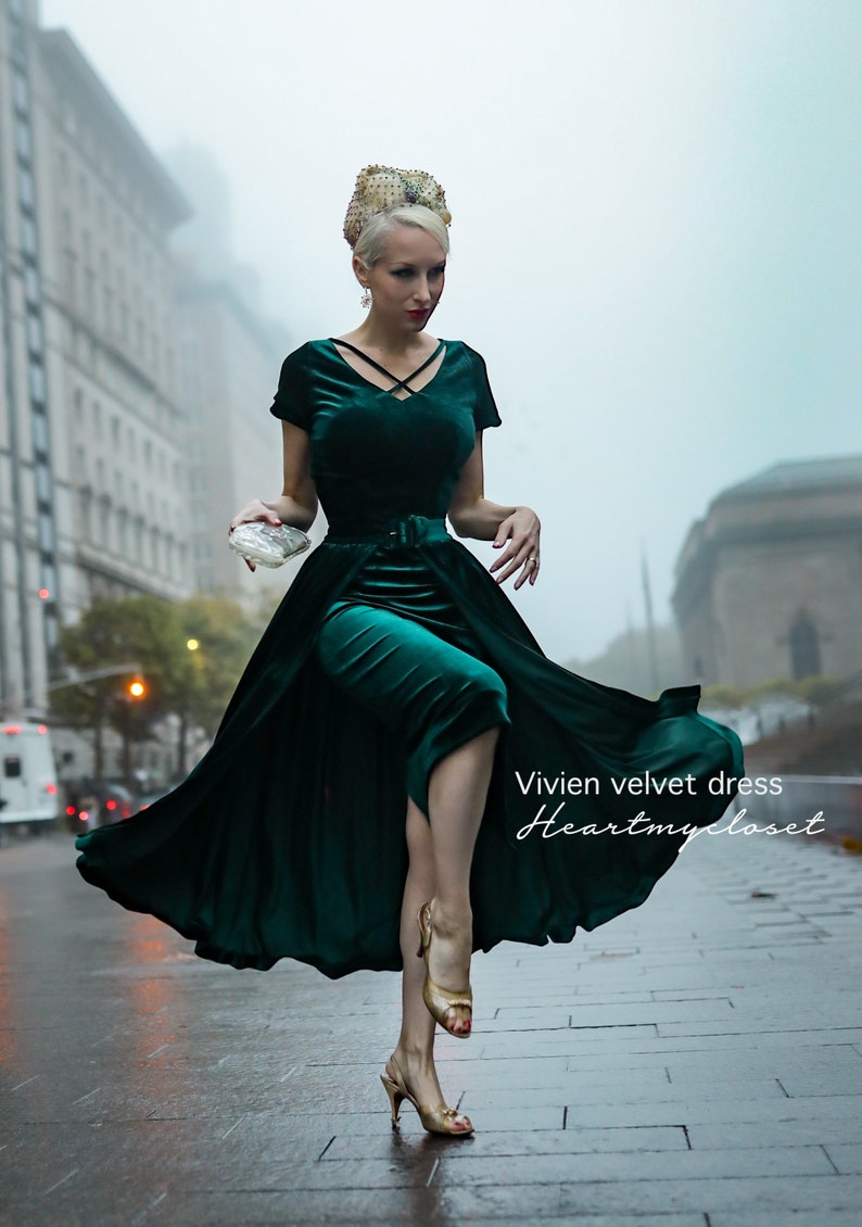 Vivien Velvet Pencil Dress + Removable Skirt Wrap / 1950s Vintage ...
