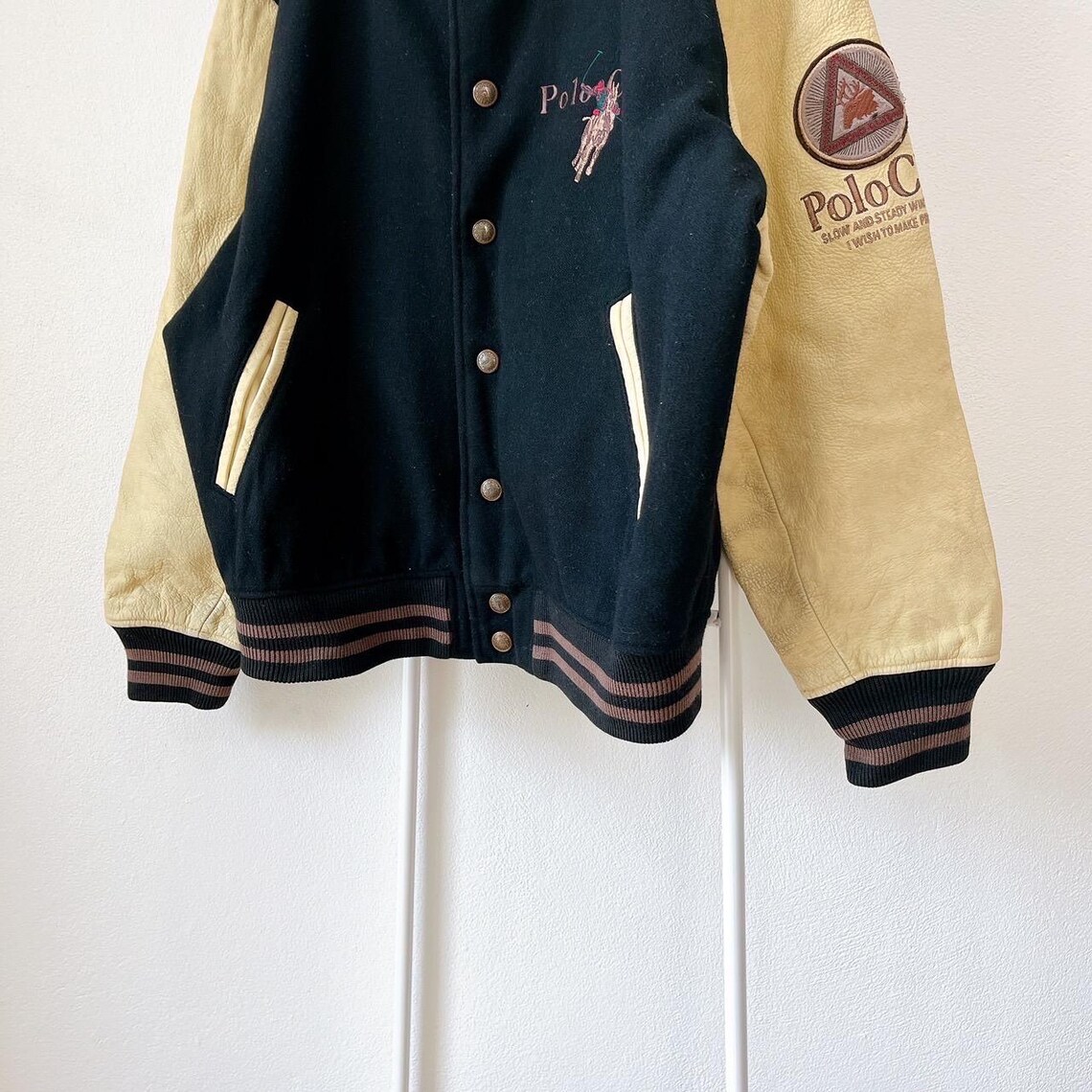 Vintage 90s Polo Club Varsity Jacket: Embroidered Black XL - Etsy