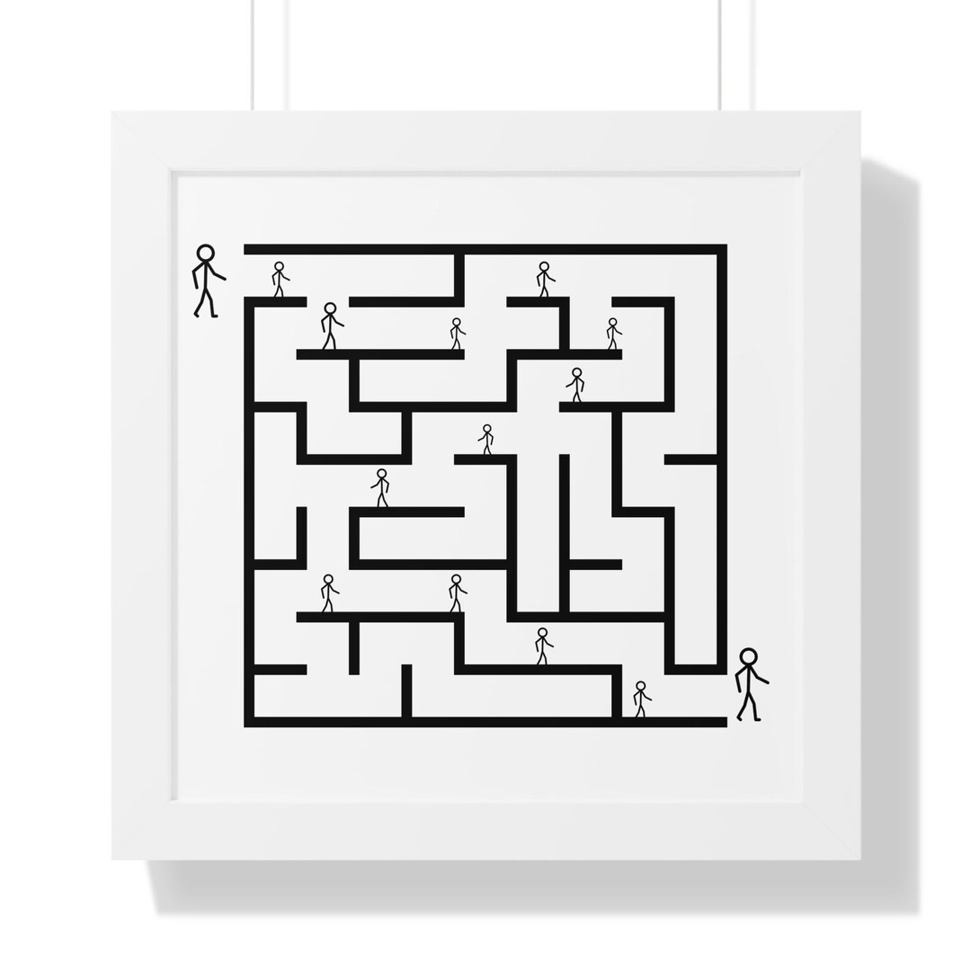 Modern Maze Framed Vertical Poster for Home Decor, Minimalist Wall Art ...