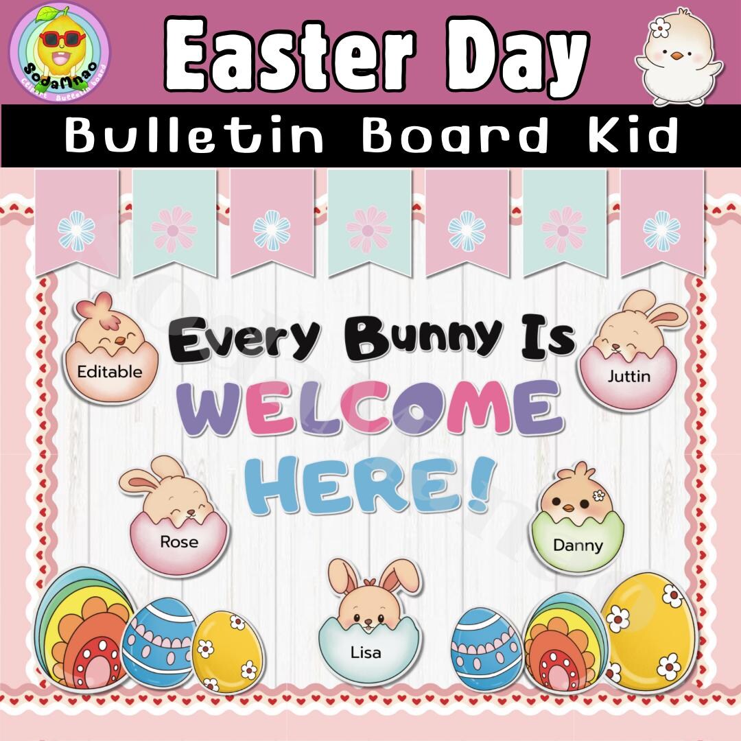 Easter Day Bulletin Board Kit, April Bulletin Board, Every Bunny is ...