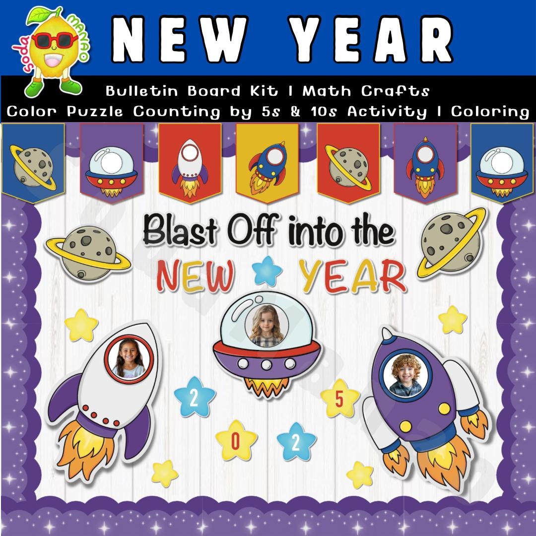 New Year Bulletin Board Kit, Blast off Into the New Year, Bulletin ...
