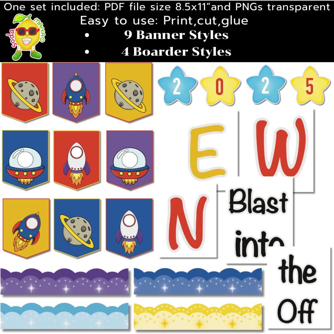 New Year Bulletin Board Kit, Blast off Into the New Year, Bulletin ...
