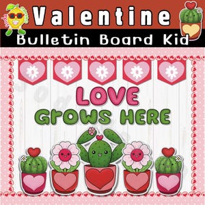 Cactus Valentine’s Day Bulletin Board Kit, February Bulletin Board Door ...