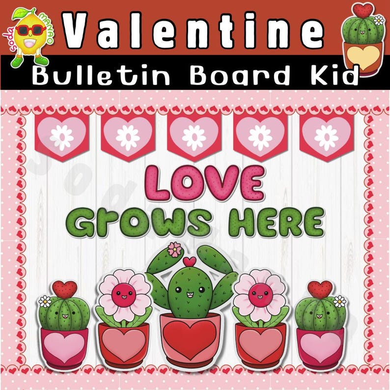 Cactus Valentine’s Day Bulletin Board Kit, February Bulletin Board Door ...