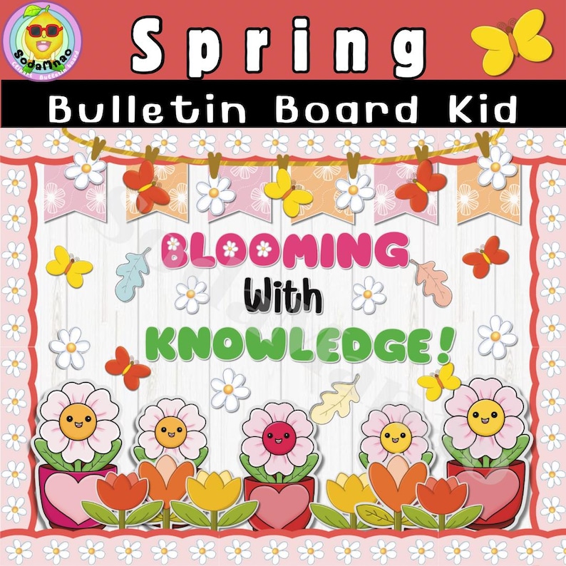 Spring Bulletin Board Kit, Butterfly, Flower Editable Name Tag ...