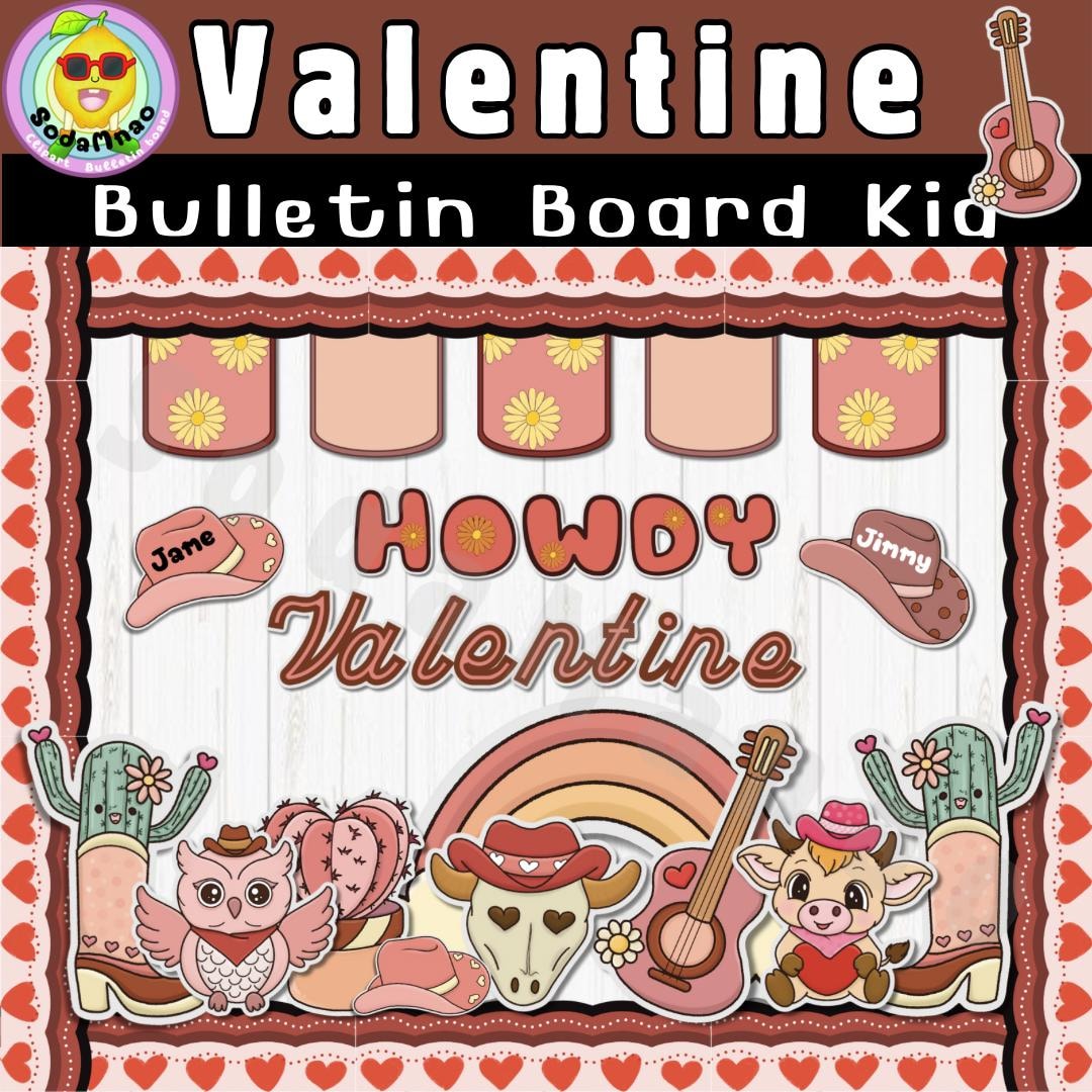 Howdy Valentine’s Day Bulletin Board Kit, Retro Western Howdy, Western ...