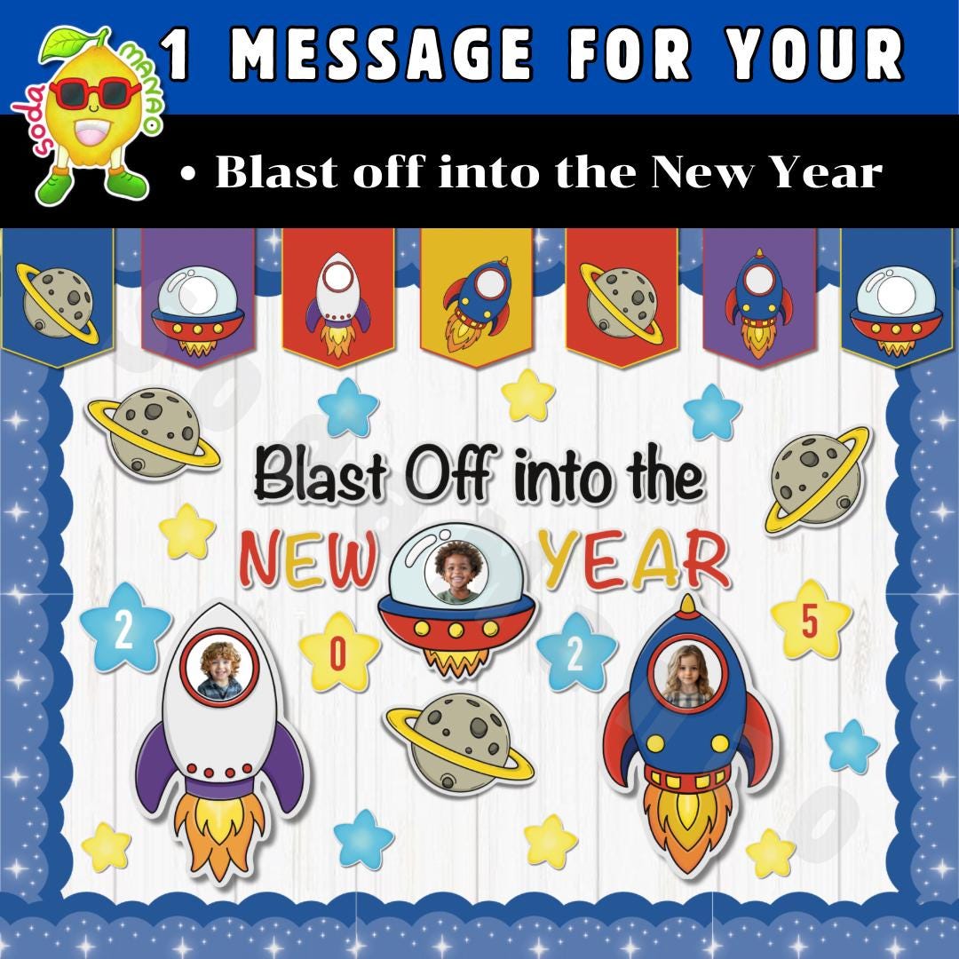 New Year Bulletin Board Kit, Blast off Into the New Year, Bulletin ...