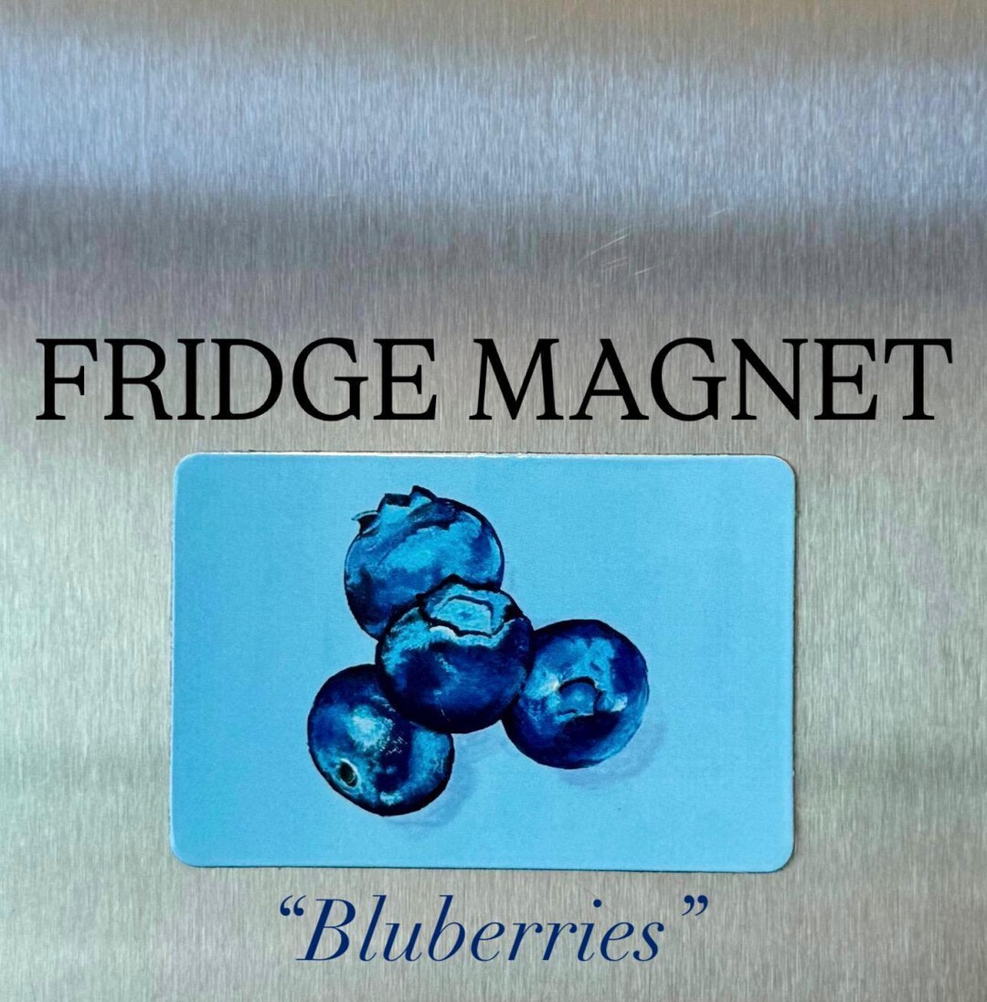 Kitchen Fridge Magnet - "blueberry" Painting Printed on a Magnet ...