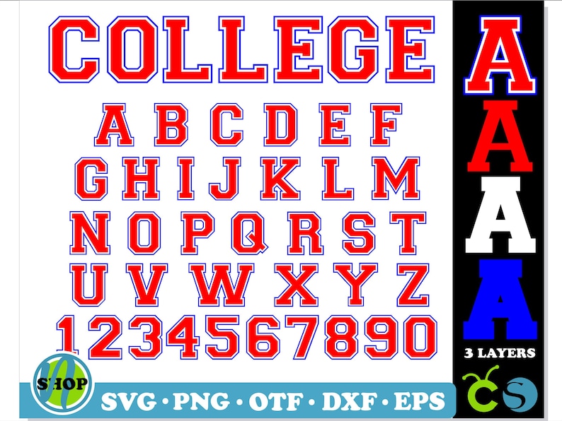 College Font SVG PNG TTF | College Varsity Font Svg 3 Layers Cricut ...