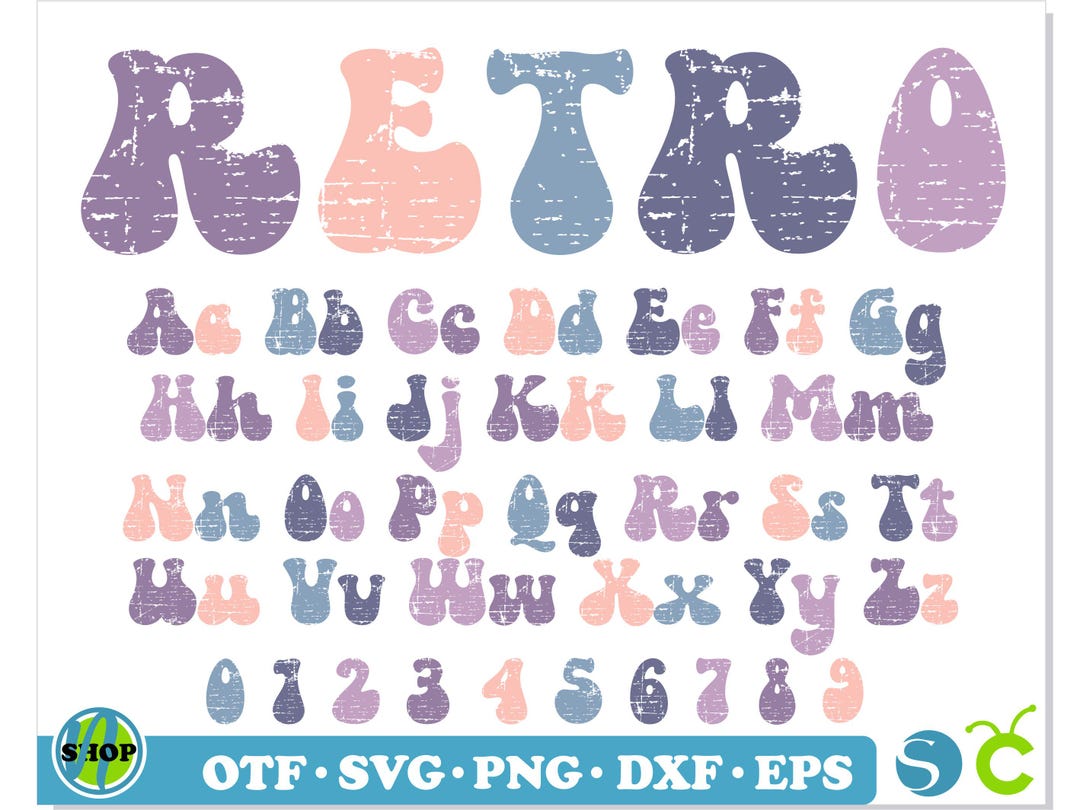 Distressed Retro Groovy Font TTF PNG SVG, Retro Font, Groovy Font T ...