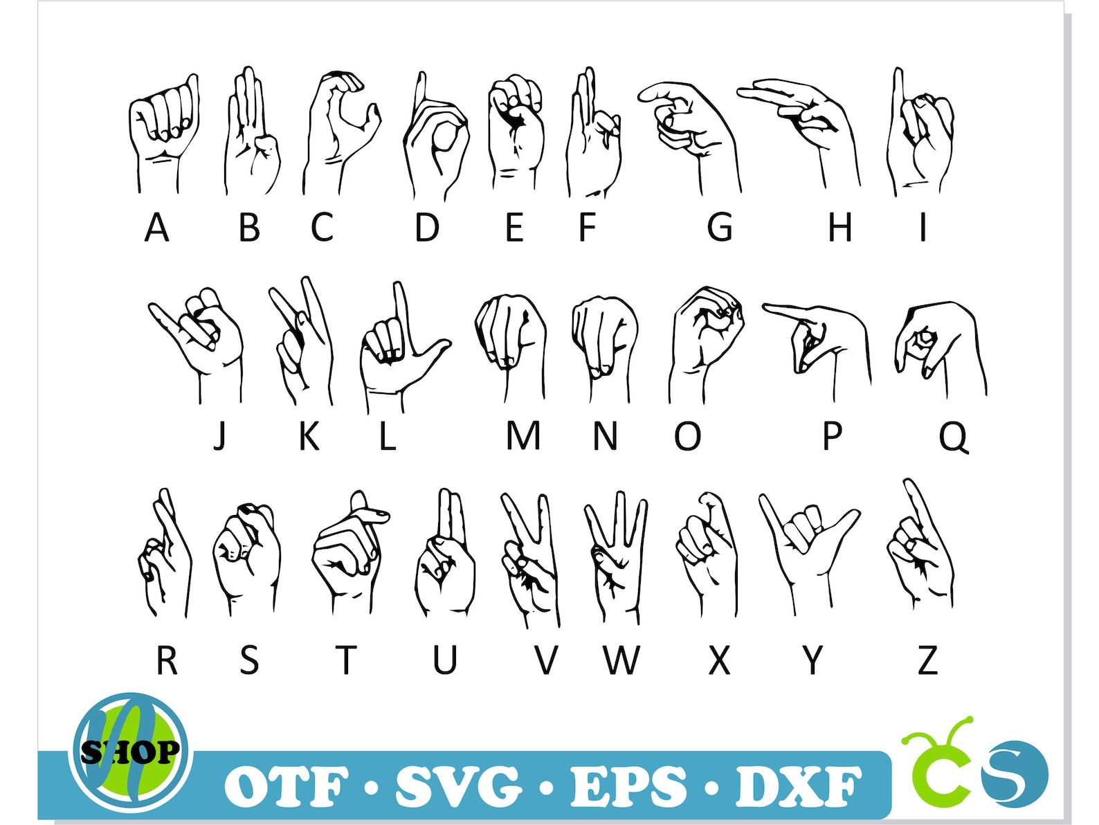 ASL American Sign Language Font TTF SVG, American Sign Language Svg ...