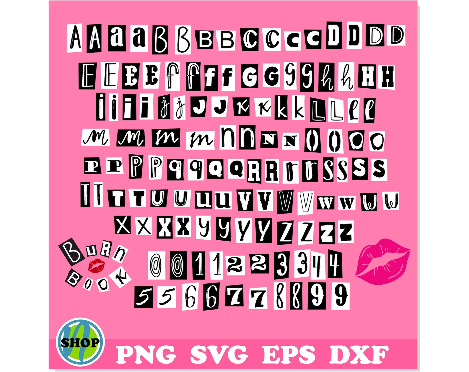 Burn Book Letters SVG PNG, Burn Book Font Canva, Burn Book Logo, Burn ...