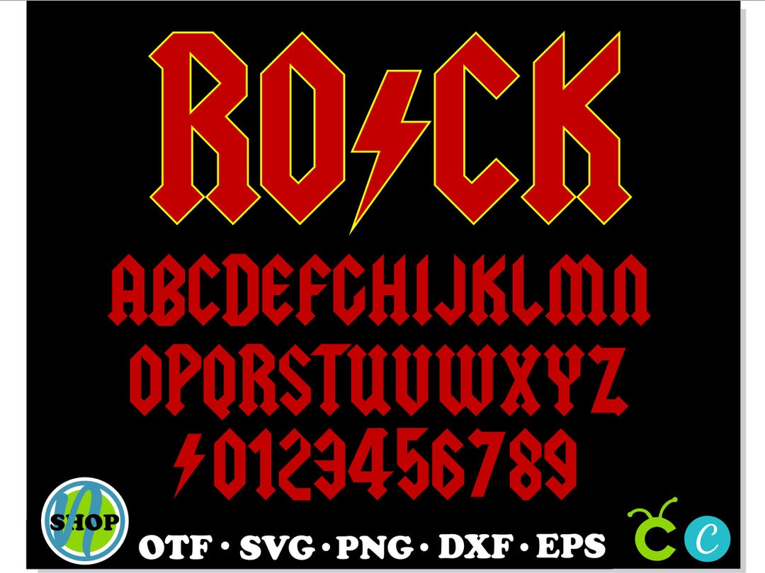 Rock Font TTF SVG PNG, Hard Rock Font Svg, Music Font, Metal Font ...