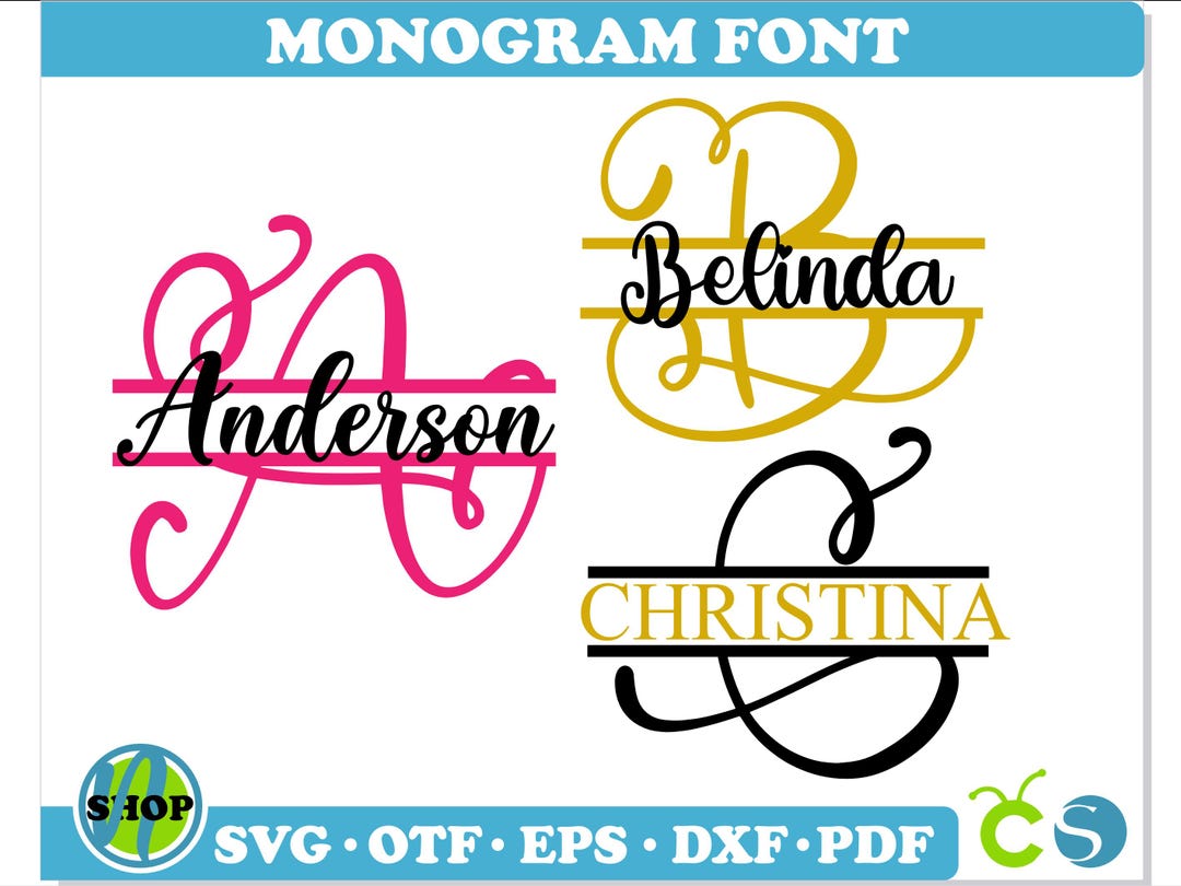 Split Monogram Font SVG TTF PNG, Split Monogram Letters Svg, Split ...