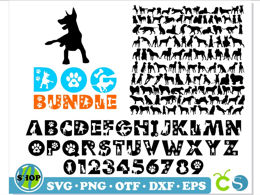 Dog Bundle SVG Dog Font Ttf, Dog Font Svg Cricut, Dog Svg, Dog ...