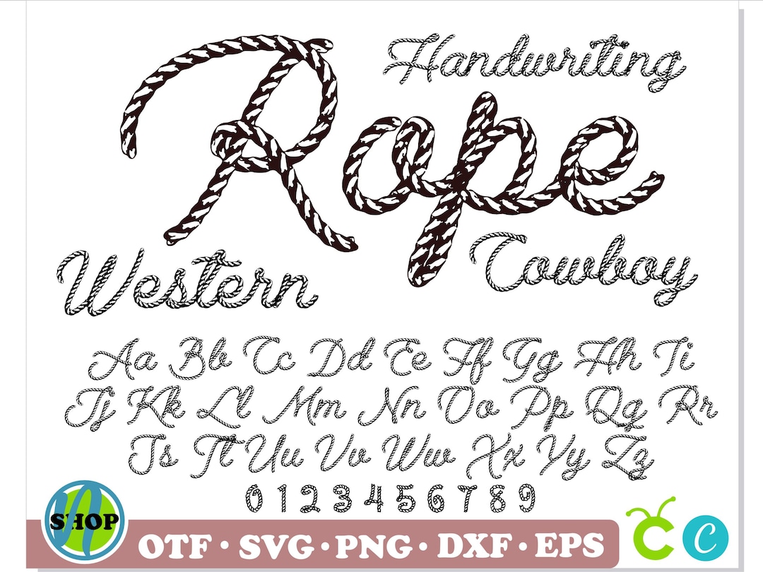 Cowboy Rope Font TTF Western Cowboy Letters SVG PNG - Handwriting Font ...