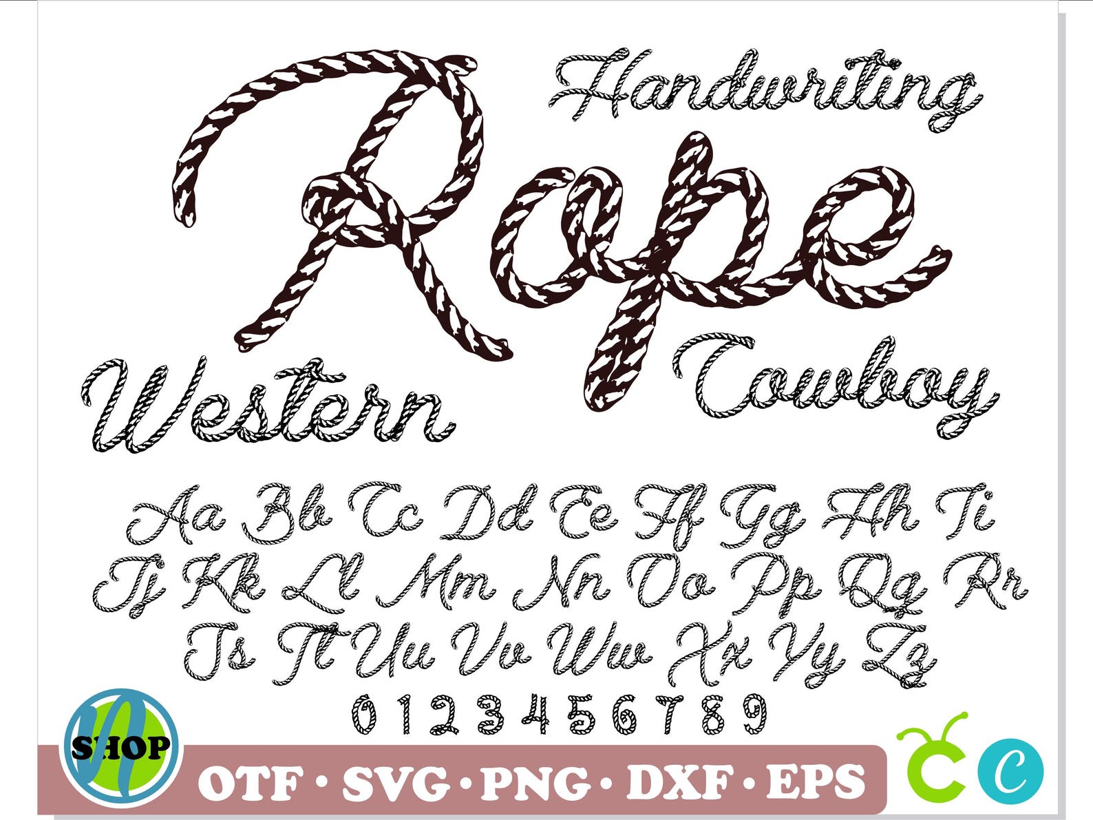 Cowboy Rope Font TTF Western Cowboy Letters SVG PNG - Handwriting Font ...