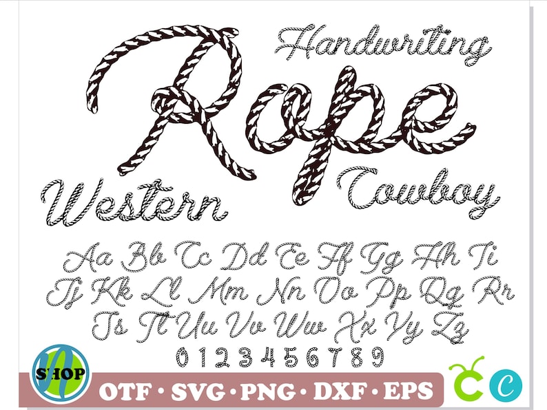 Cowboy Rope Font TTF Western Cowboy Letters SVG PNG - Handwriting Font ...