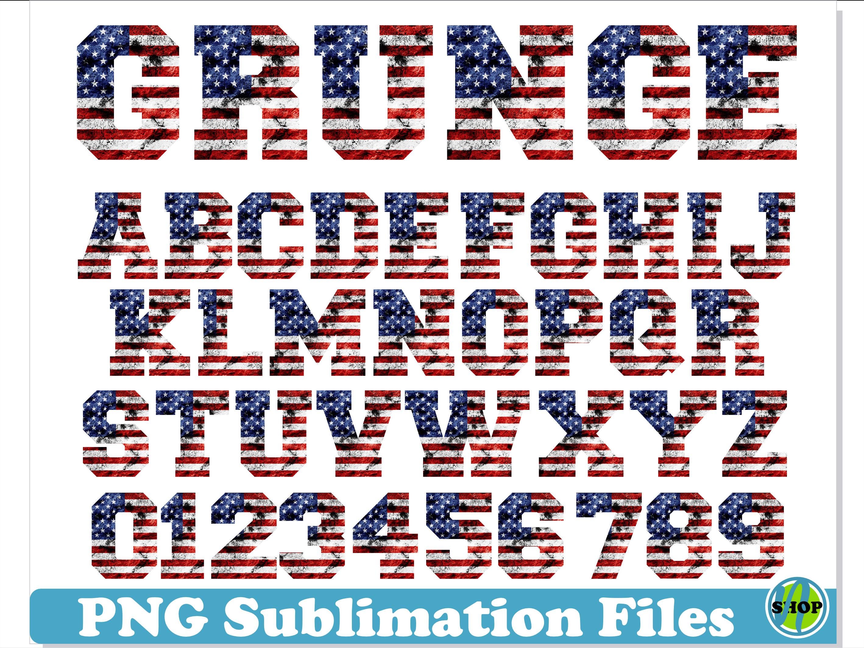 USA Flag Grunge Letters and Numbers PNG Files | Usa Flag Font Png ...