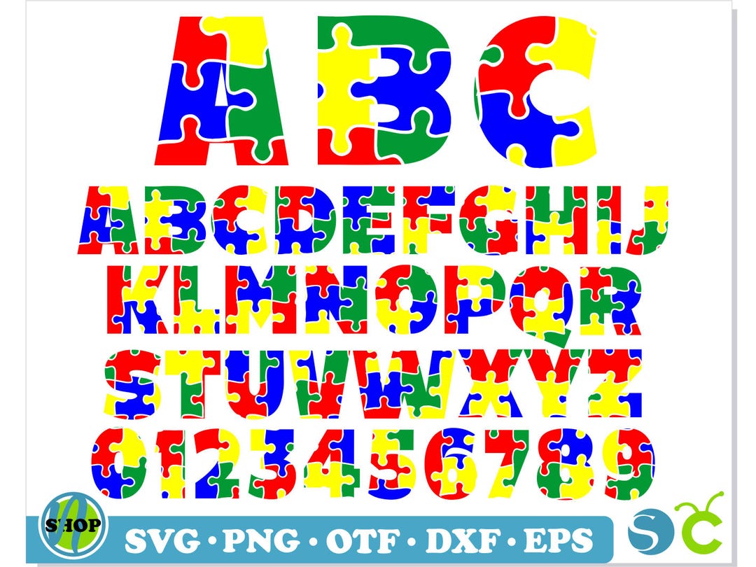 Autism Puzzle Font SVG, Puzzle Font PNG TTF, Puzzle Letters Svg, Puzzle ...
